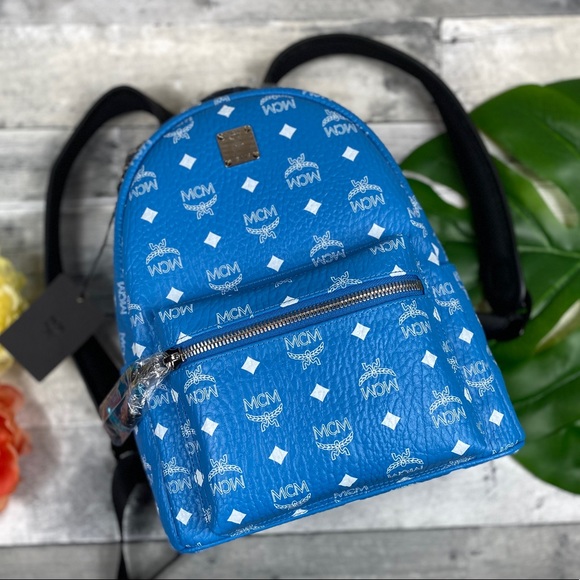 MCM | Bags | Mcm Stark Backpack In Blue Viseto 32 | Poshmark